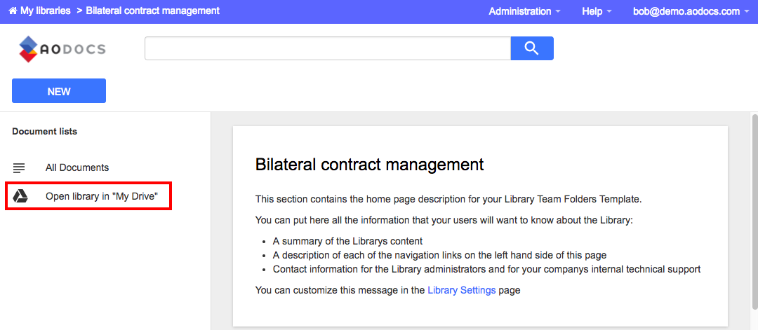 Switch between the AODocs interface and Google Drive – AODocs Knowledge Base