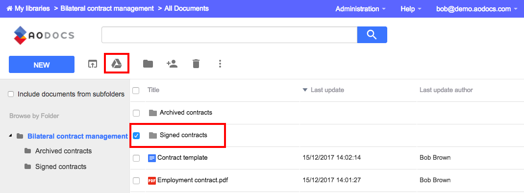 Switch between the AODocs interface and Google Drive – AODocs Knowledge Base